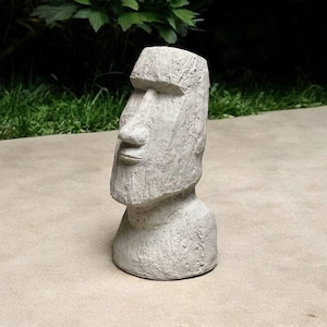 Moai Statue for Outdoor Decor | Concrete Easter Island Head 16" | Stone ...