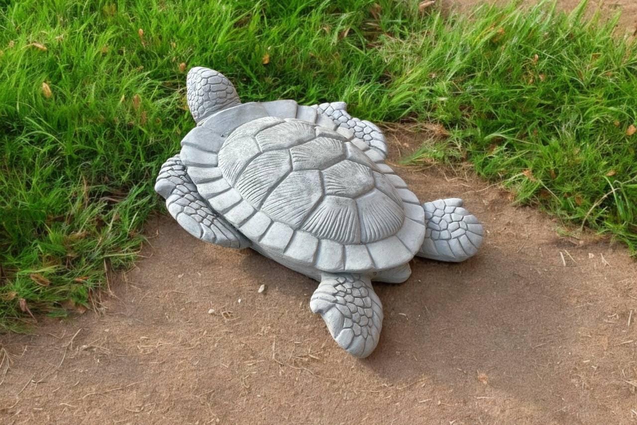 Concrete Sea Turtle Western Figurine | Detailed Marine Animal Statue ...