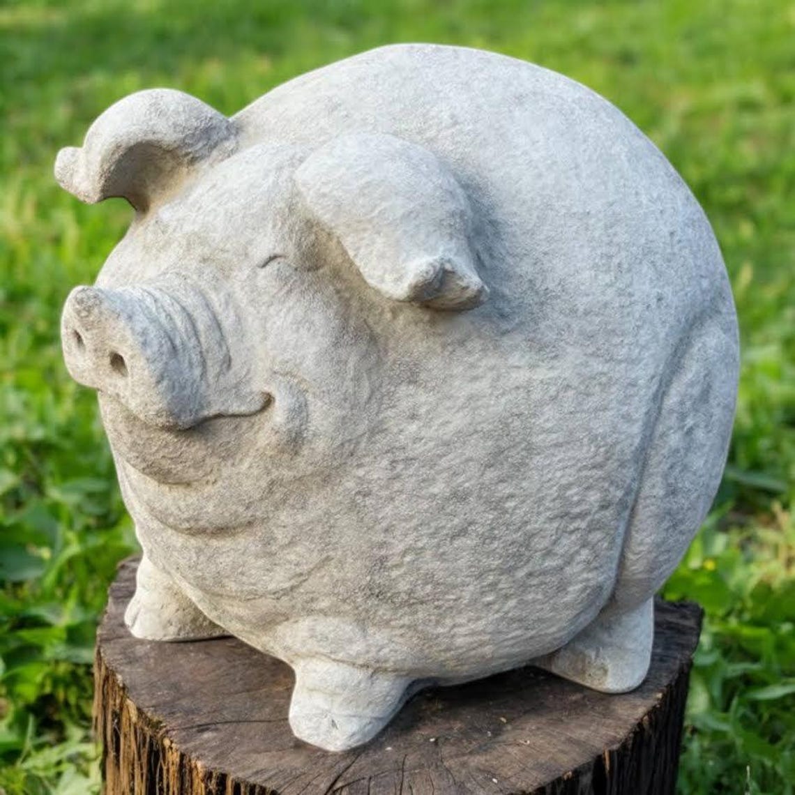 Fat Pig Statue | Massive Farm Anima 10" | Bubba Pig Art | Stone Farm ...