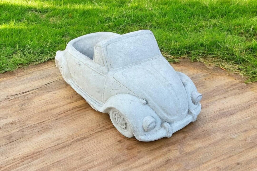 Car Flower Pot | Concrete Car Statue 8" | Outdoor Plant Pot | Garden ...