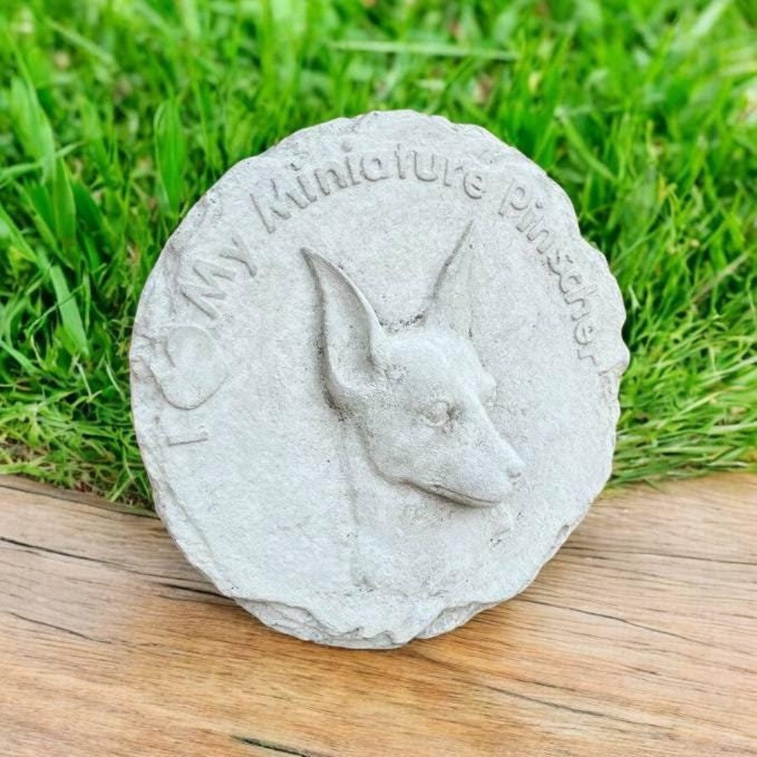 Pinscher Dog Memorial Statue | Concrete Grave Rock | Miniature Pinscher ...