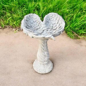 Concrete Bird Bath| Angel Wings Form Statue 16" | Outdoor Bird Bath ...