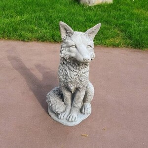 Concrete Fox on Base Statue | Cement Large Fox Sitting Figure 19 ...
