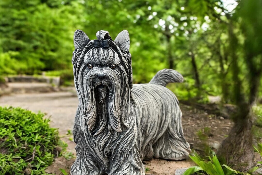 Standing Yorkie Memorial Statue | Concrete Yorkshire Terrier Loss ...
