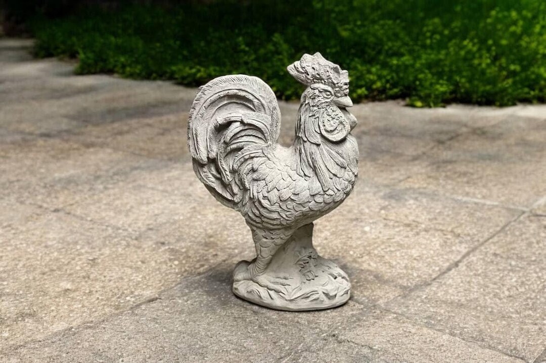 Farm Rooster Figure | Concrete Rooster 19" | Yard Animal Sculpture ...