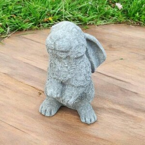 Stone Little Rabbit | Standing Rabbit Figurine 7" | Rabbit Outdoor ...