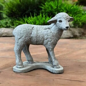 Stone Standing Small Lamb Statue | Concrete Farm Sheep Figure 12 ...