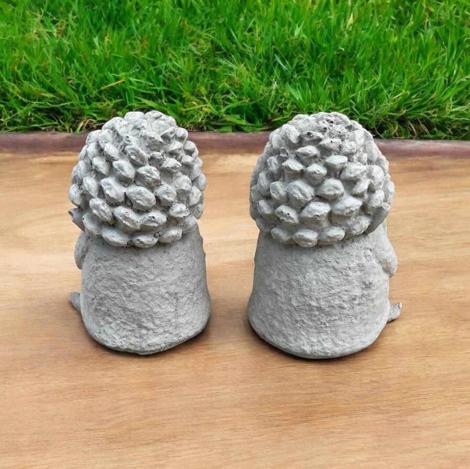 Two Pinecone Gnomes | Stone Gnome Statue 5" | Concrete Pinecone ...