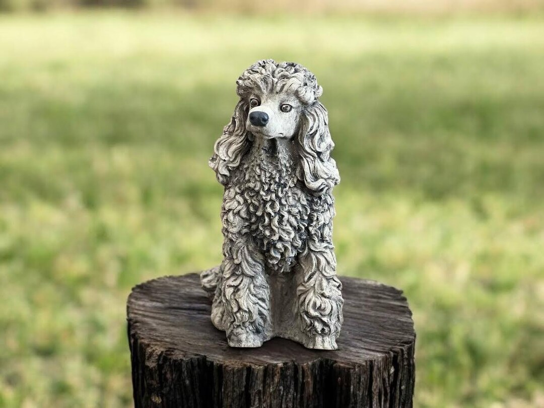 Detailed Poodle Dog | Sitting Poodle Figurine 14" | Concrete Dog ...