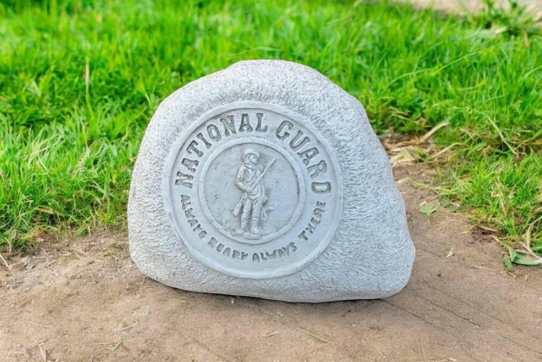 Stone Rock Figure | National Guard Memorial 9" | Grave Sculpture ...