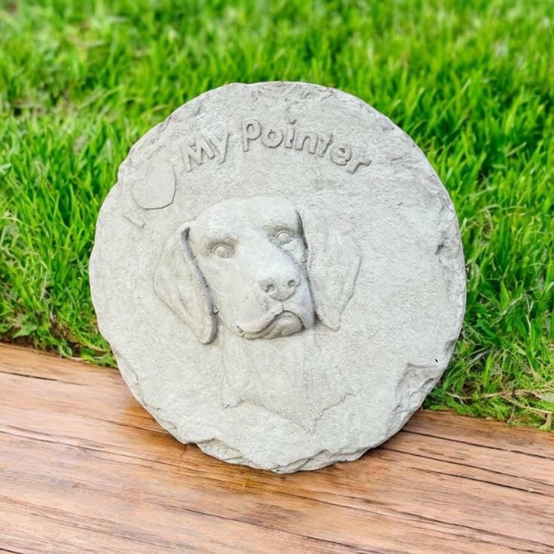 Pointer Dog Statue | Concrete Memorial Rock | Stone Pointing Dog Decor ...