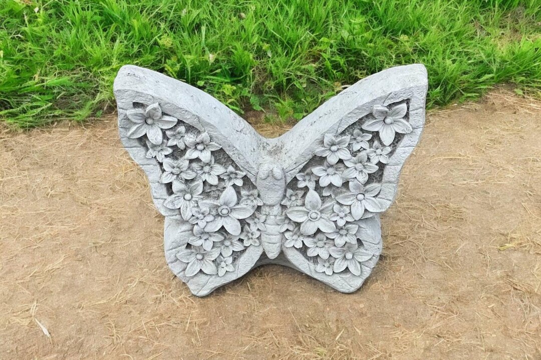 Butterfly Concrete Figure | Large Butterfly With Flowers Statue 11 ...