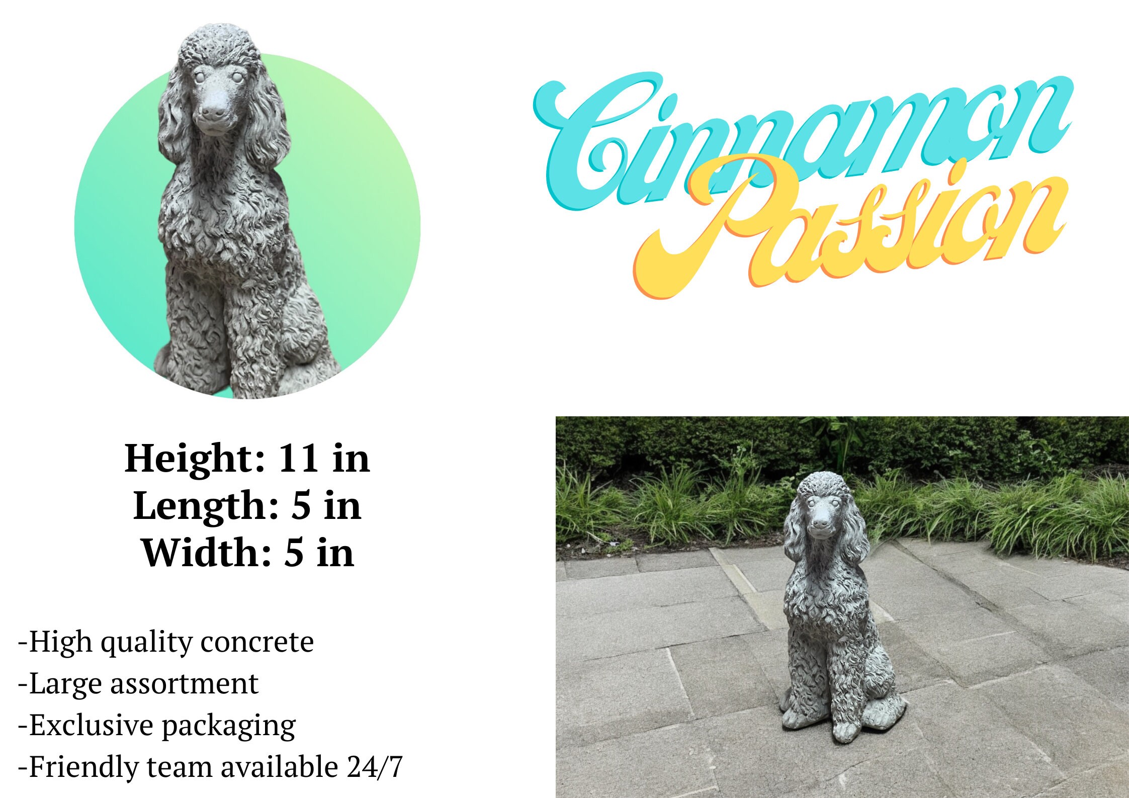 Concrete Poodle Dog Memorial Figure 11" | Garden Decorations | Outdoor ...