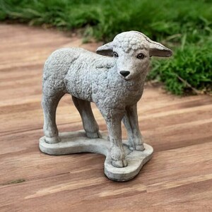 Stone Standing Small Lamb Statue | Concrete Farm Sheep Figure 12 ...