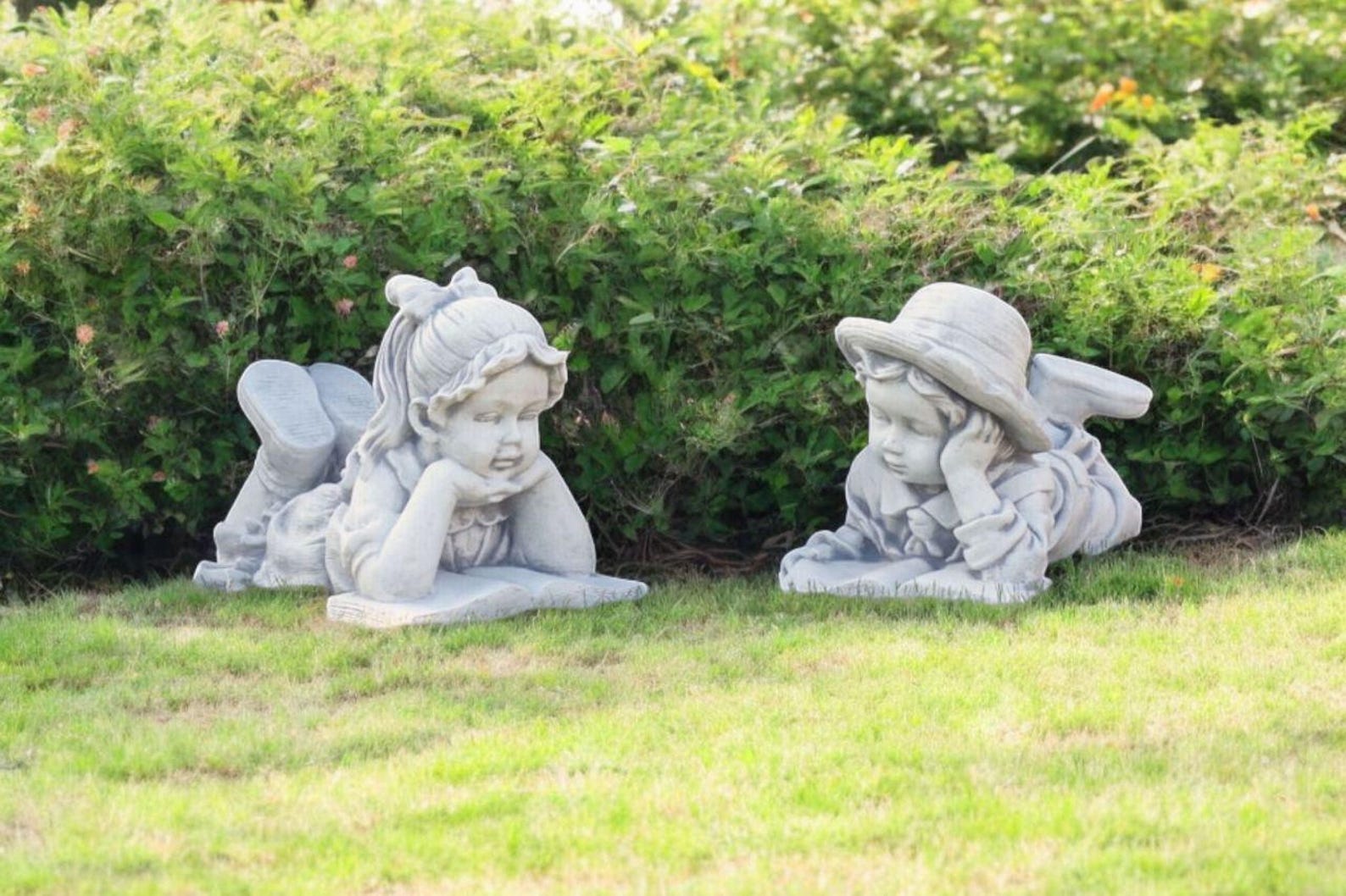 Two Kids Concrete Statue Yard Kids Memorial 13 Garden Decorations ...