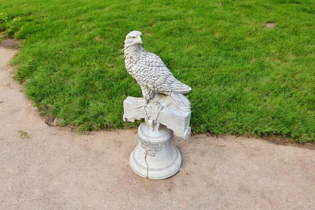 Eagle Bird Statue | Concrete Eagle on Bell 20" | Stone Eagle | Bird ...