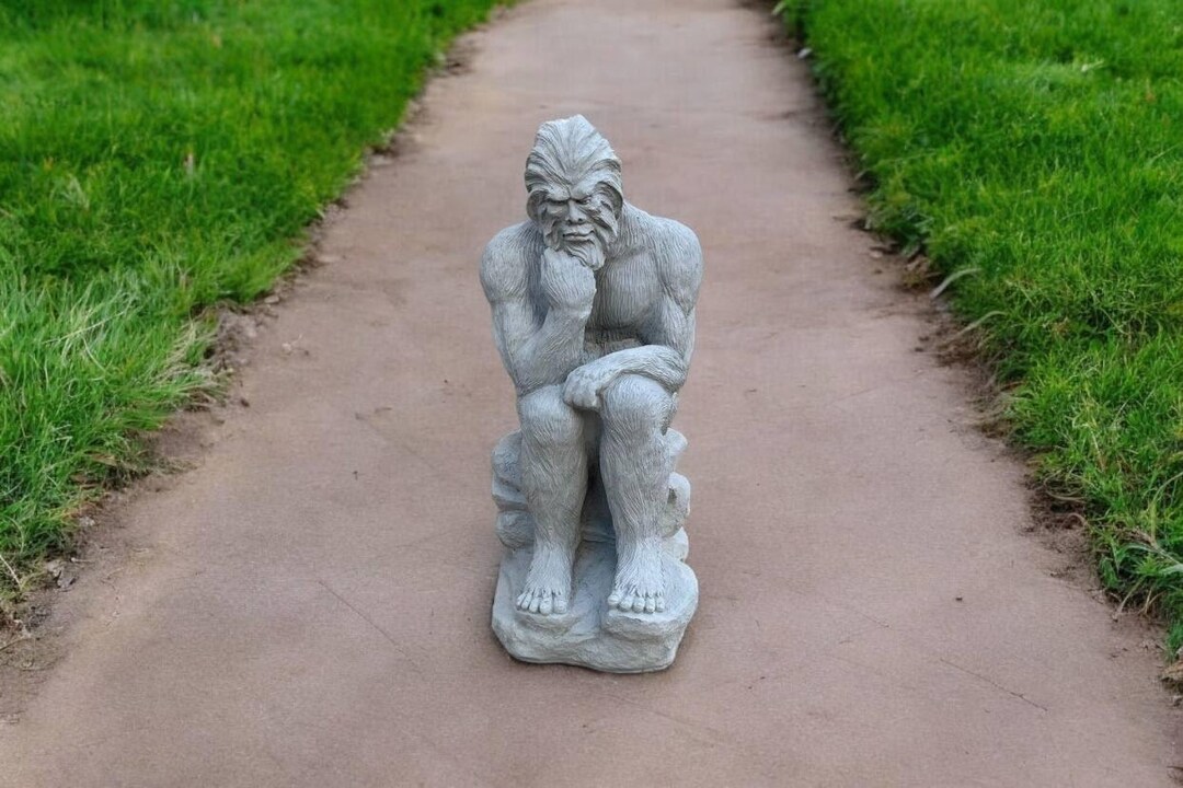 Massive Bigfoot Sitting on Stone Statue | Concrete Bigfoot Extra Large ...
