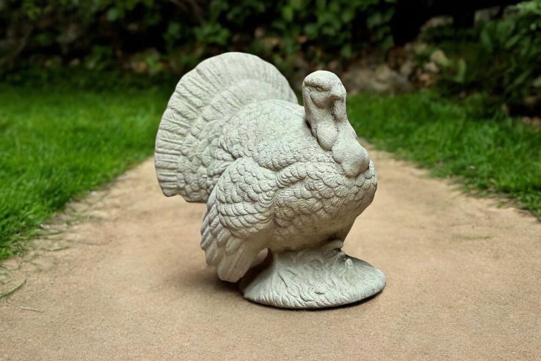 Stone Turkey Statue | Concrete Farm Bird Figure 6" | Garden Decorations ...