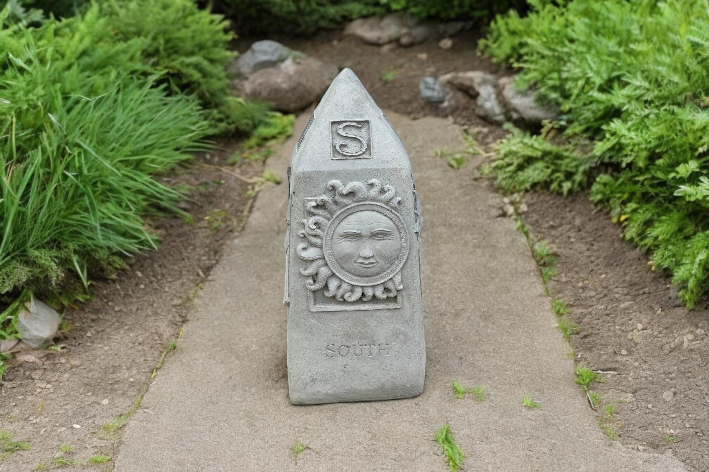 Massive Directional Marker Statue | Seasonal Rock Figure 18" | Garden ...