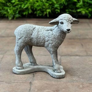 Stone Standing Small Lamb Statue | Concrete Farm Sheep Figure 12 ...