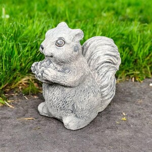 Small Squirrel Figure | Concrete Squirrel With Nut 5" | Forest Squirrel ...
