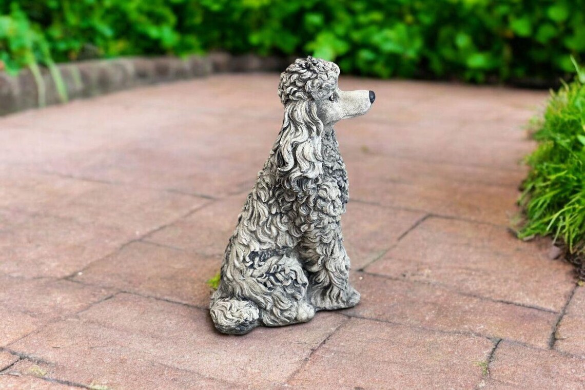 Large Poodle Concrete Statue Realistic French Poodle Memorial Figure 14 ...