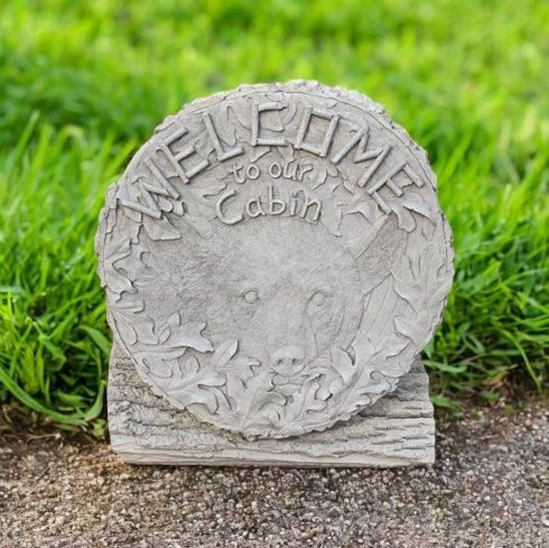 Stone Welcome Sign | Welcome to Cabin 18" | Lawn Sign Figurine ...