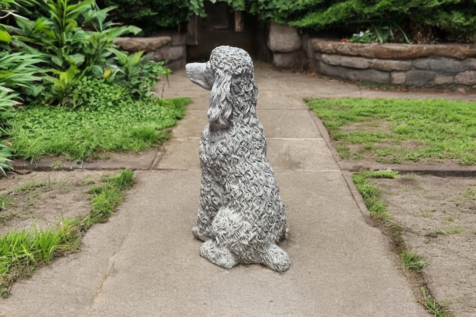 Concrete Poodle Dog Memorial Figure 11" | Garden Decorations | Outdoor ...