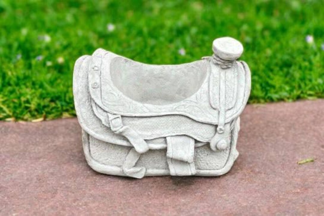 Concrete Saddle Planter | Outdoor Plant Pot 8" | Saddle Figurine | Yard ...