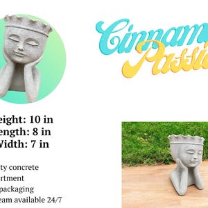 Concrete Nymph Girl | Outdoor Plant Pot 10'' | Girl Bust Planter ...