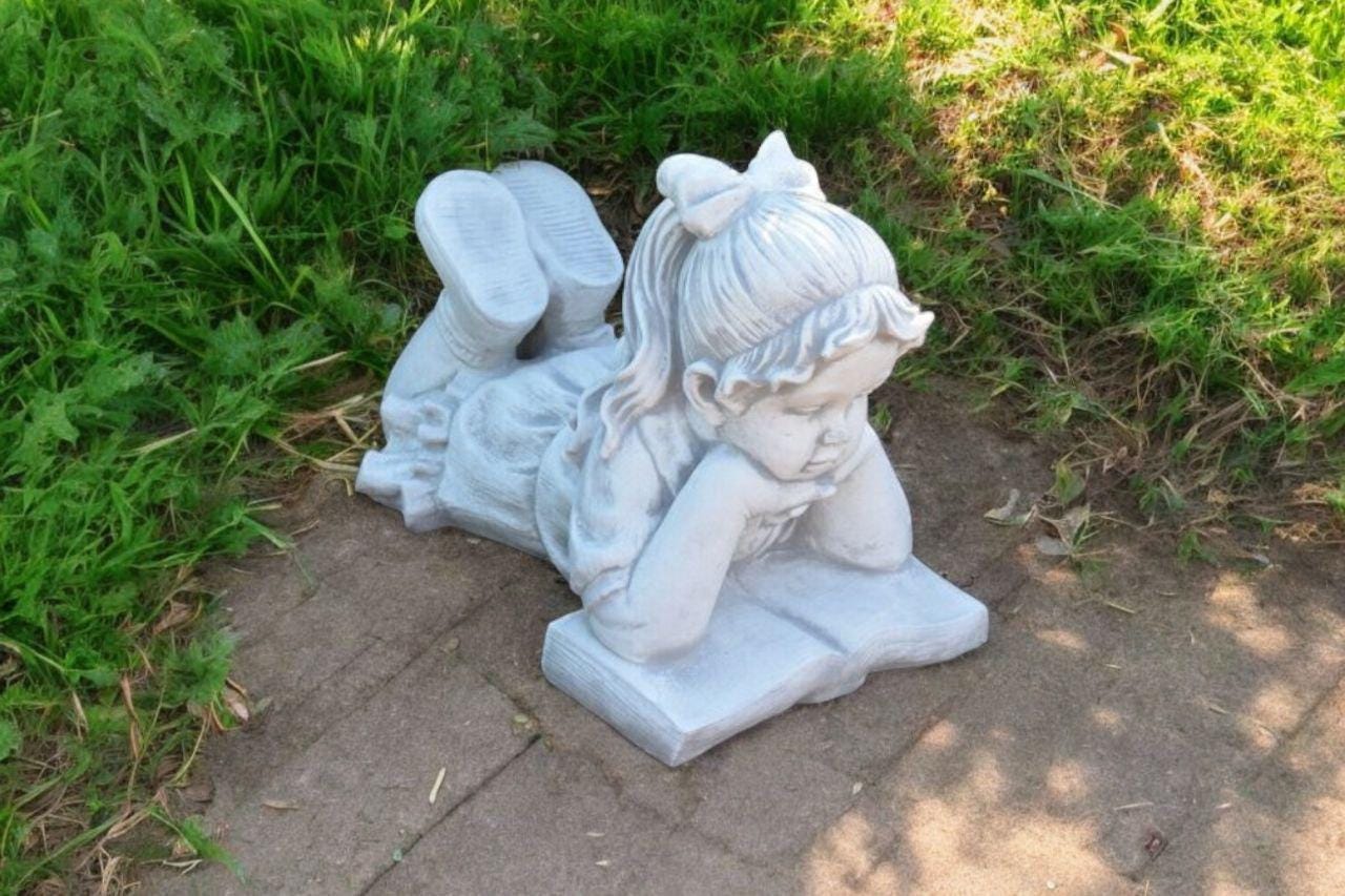 Two Kids Concrete Statue Yard Kids Memorial 13 Garden Decorations ...