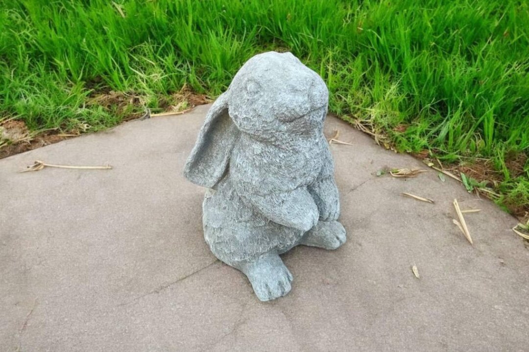 Stone Little Rabbit | Standing Rabbit Figurine 7" | Rabbit Outdoor ...