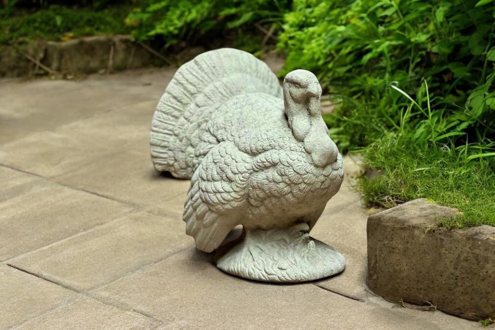 Stone Turkey Statue | Concrete Farm Bird Figure 6" | Garden Decorations ...