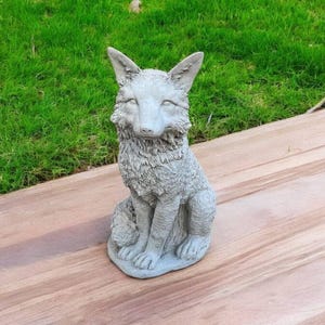 Concrete Fox on Base Statue | Cement Large Fox Sitting Figure 19 ...