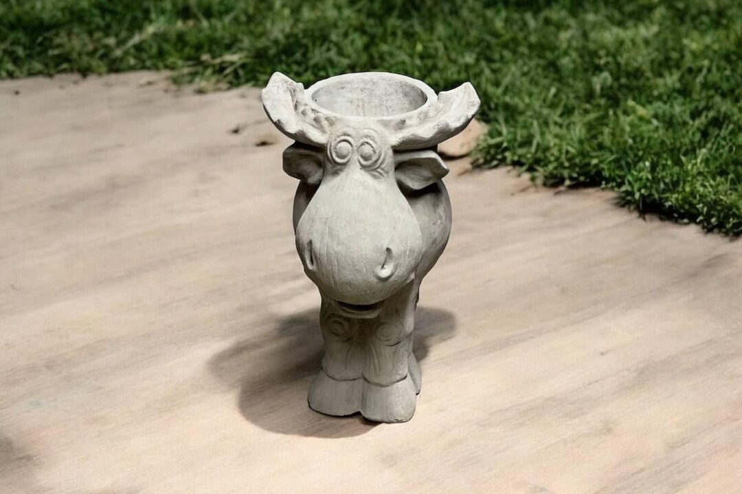 Massive Moose Planter Statue | Detailed Elk Flowers Pot Figurine 17 ...