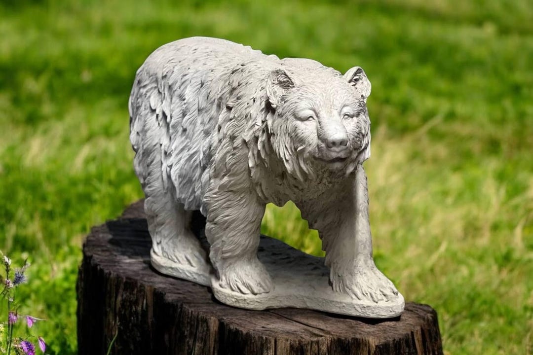 Wild Bear Sculpture | Concrete Standing Bear 17" | Yard Animal Figure ...
