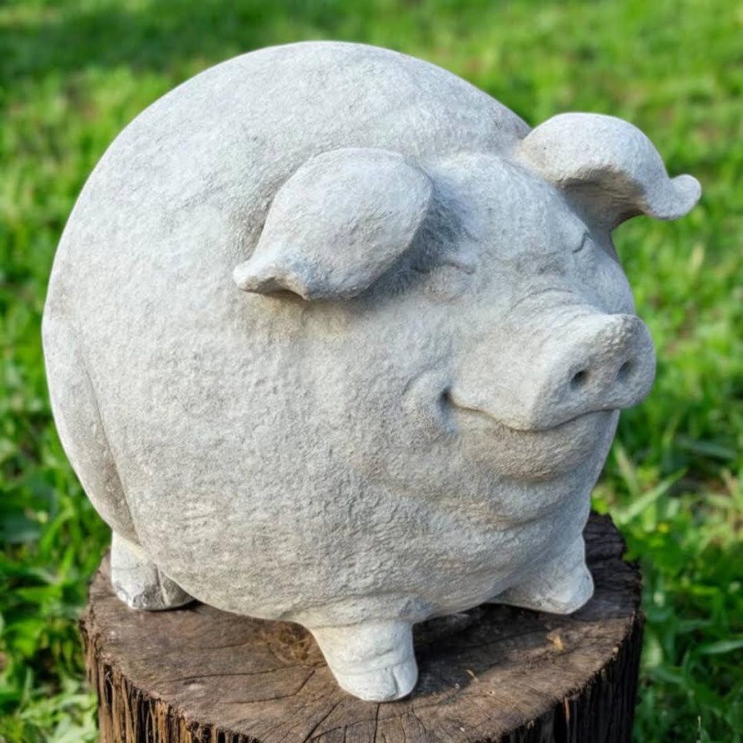 Fat Pig Statue | Massive Farm Anima 10" | Bubba Pig Art | Stone Farm ...