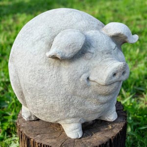 Fat Pig Statue | Massive Farm Anima 10" | Bubba Pig Art | Stone Farm ...