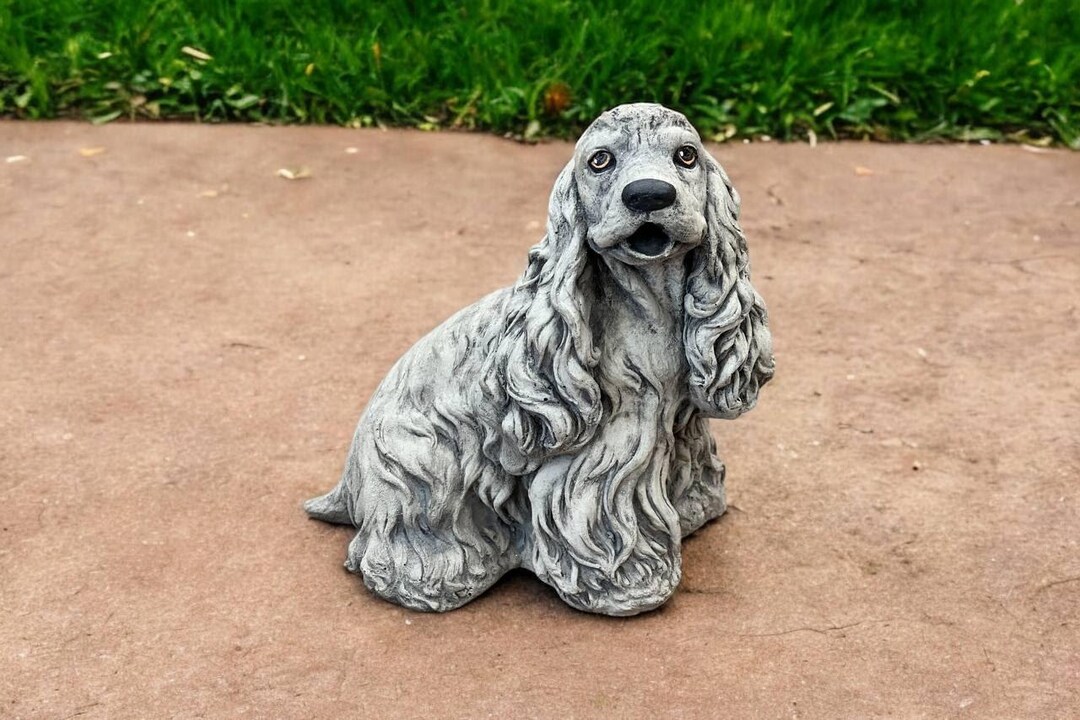 Cocker Spaniel Memorial Statue | Spaniel Dog Yard Figurine 12" | Garden ...