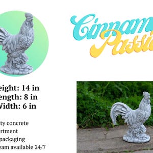 Realistic Farm Rooster Statue | Massive Chicken Animal Figure 14 ...