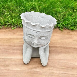Concrete Nymph Girl | Outdoor Plant Pot 10'' | Girl Bust Planter ...