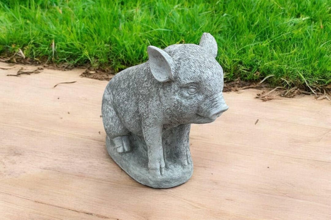 Little Pig Statue | Concrete Pig Farm Animal Art | Sitting Pig 6 ...