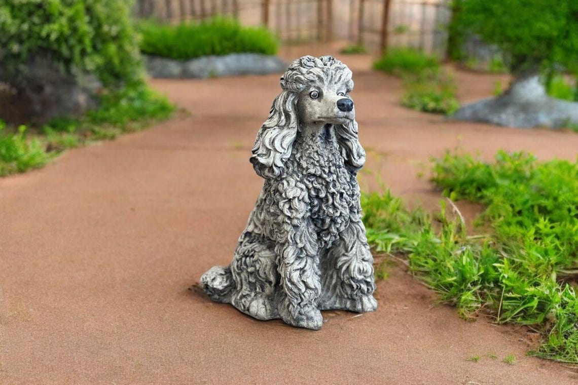 Large Poodle Concrete Statue Realistic French Poodle Memorial Figure 14 ...