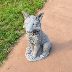 Concrete Fox on Base Statue | Cement Large Fox Sitting Figure 19 ...