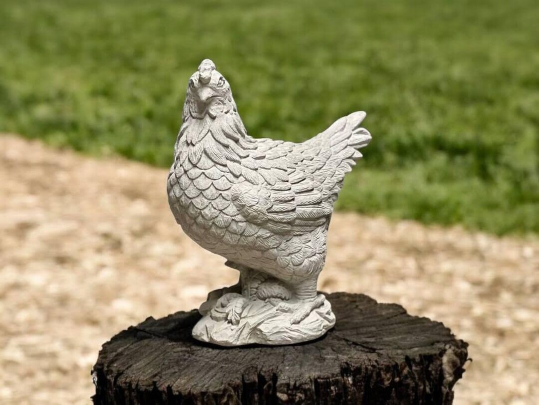 Concrete Chicken Figure | Yard Animal Statue 15" | Farm Chicken ...