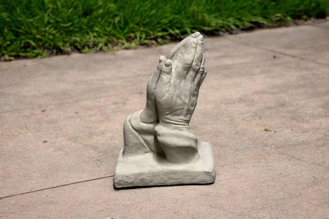 Praying Hands Decoration | Stone Hands Statue 9" | Concrete Memorial ...