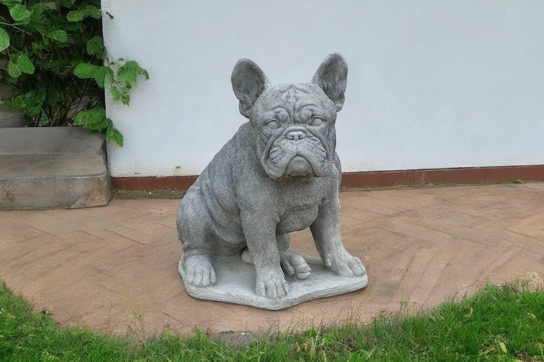 Large French Bulldog Statue | Concrete Dog Memorial Figurine 17 ...