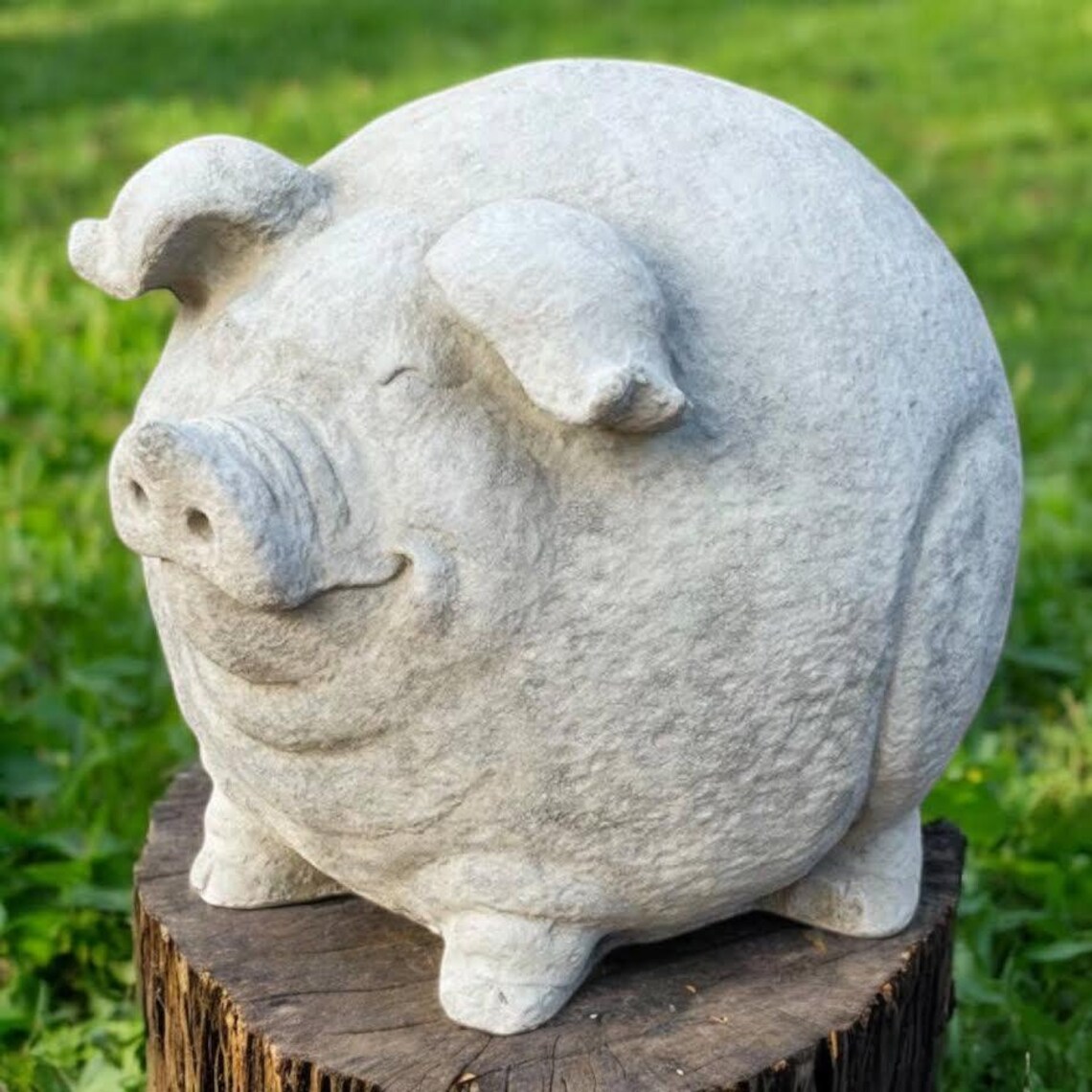 Fat Pig Statue | Massive Farm Anima 10" | Bubba Pig Art | Stone Farm ...