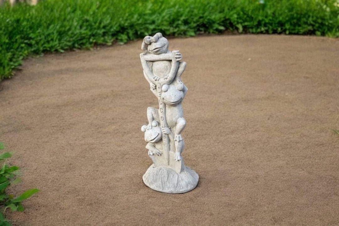 Welcome Home Statue | Three Frogs Decoration 21" | Stone Frogs on ...