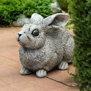 Realistic Bunny Figure Stone Rabbit Statue 6" | Garden Decorations ...